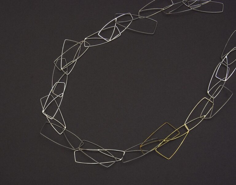 Silver and 18ct gold geo-cell-link chain, medium length - ShopCaribe